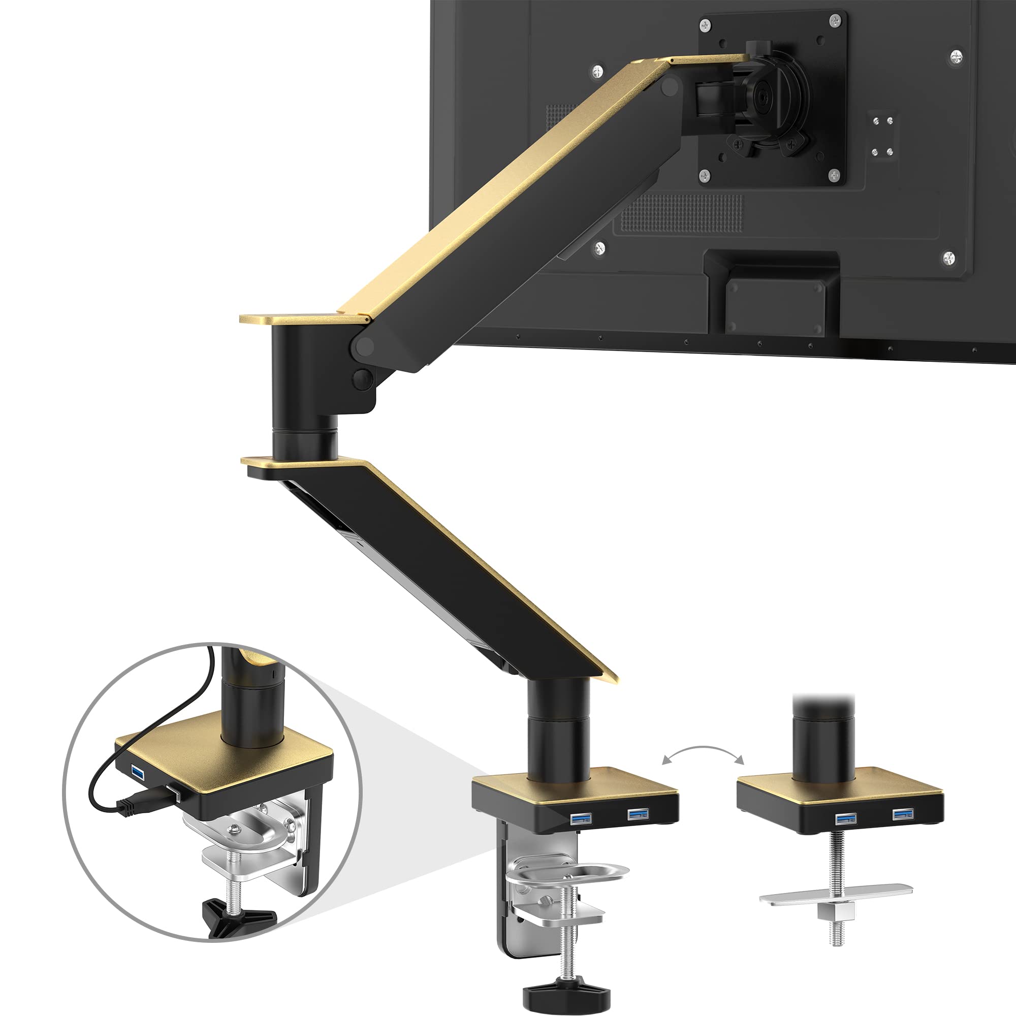 Gold Single Monitor Arm Mount - CTA Gold Monitor Mount for 23" to 35 ...