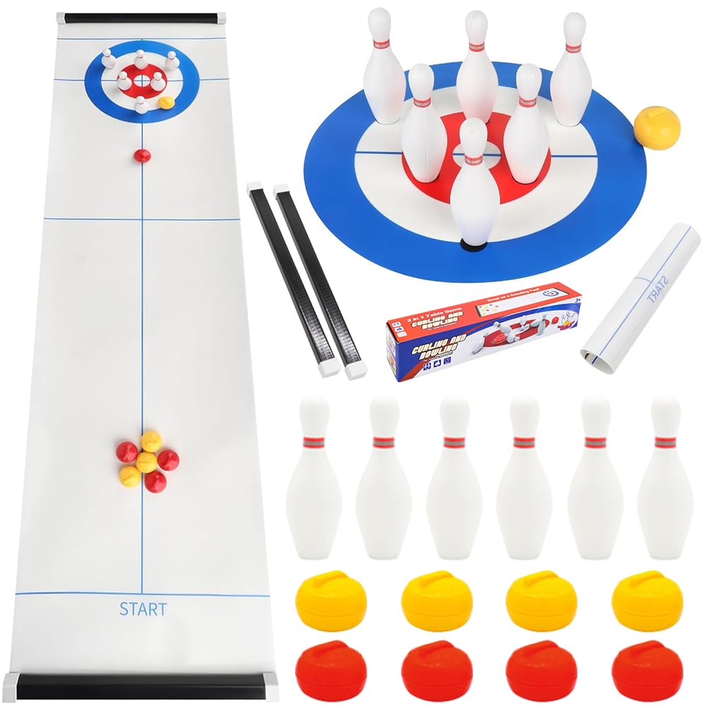 LYPPUL 2 in 1 Tabletop Curling Game, Compact Curling Family Games for ...