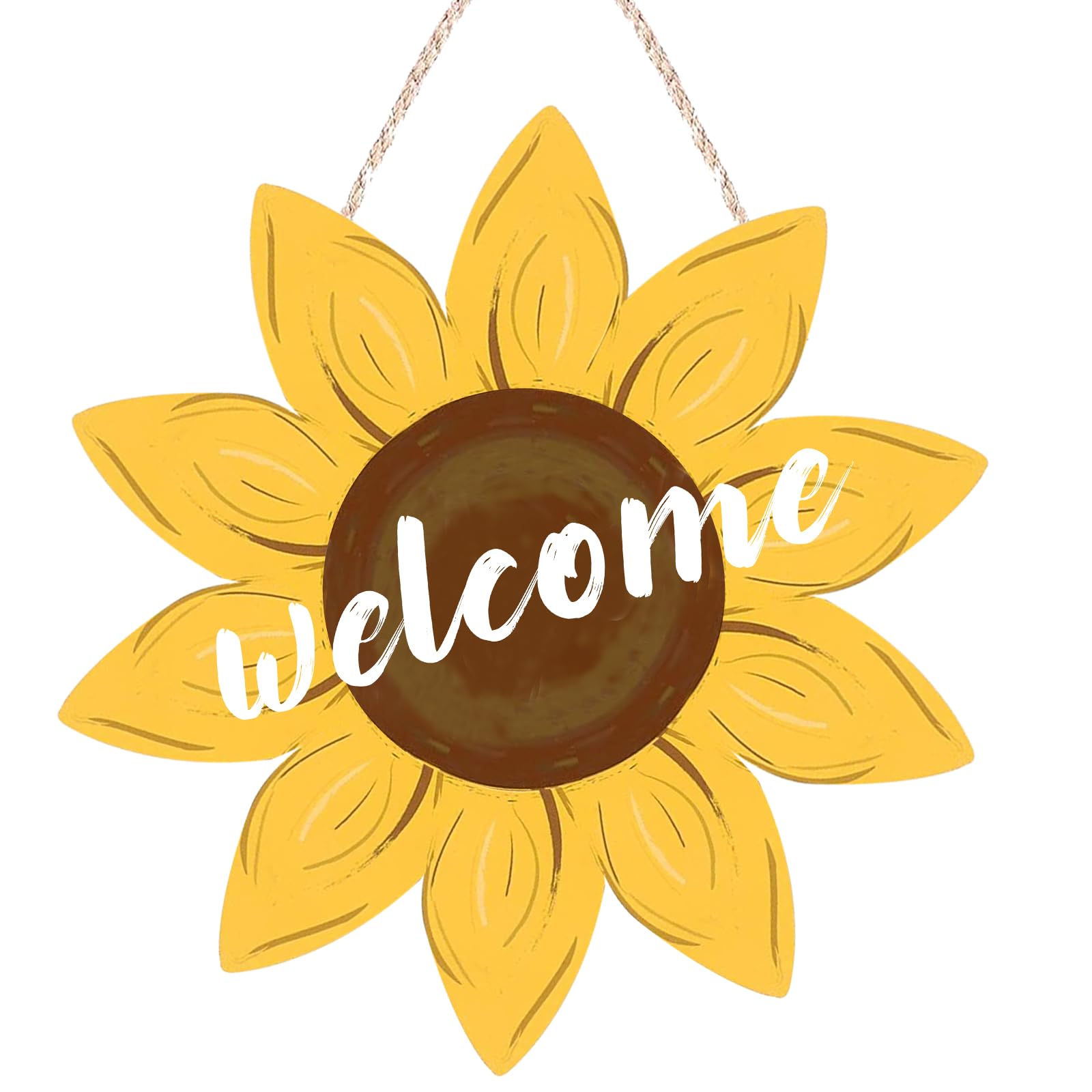 Amazon.com: Sunflower Welcome Wreath, Wood Door Hanger Sunflower Wall ...