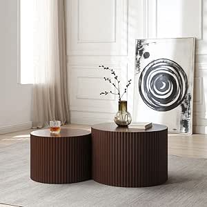 Amazon.com: LyuHome Round Coffee Table Set of 2, Modern Nesting Coffee Table End Table Set for ...