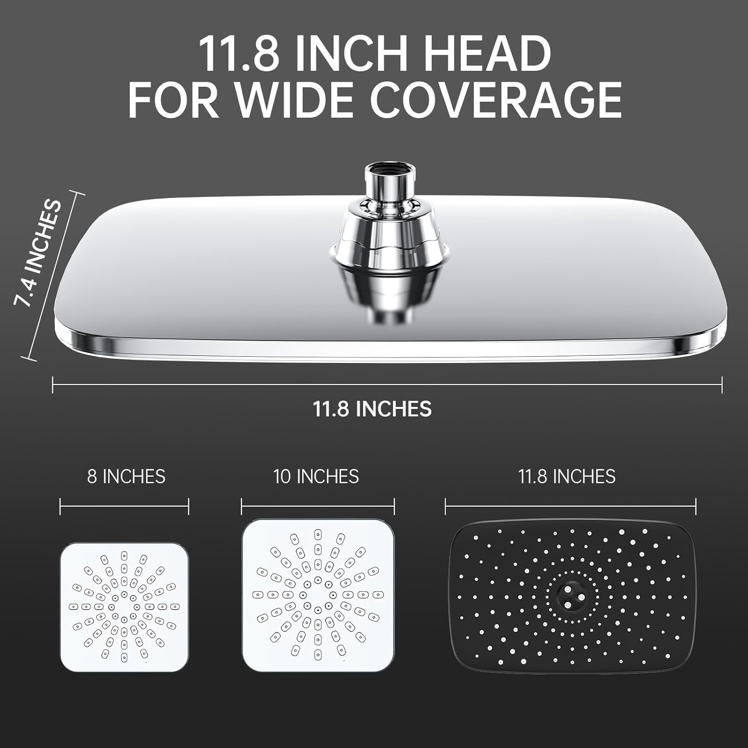 Snapklik.com : Veken 11.8 Inch Rectangle Rain Shower Head - Shower Heads