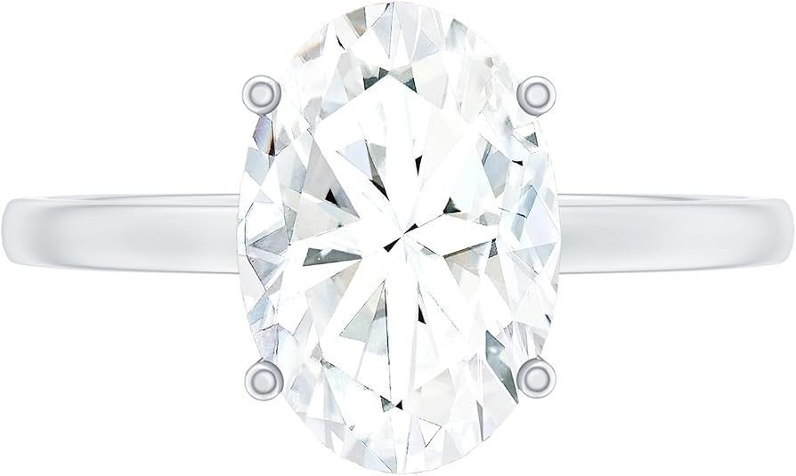 Rosec Jewels Moissanite 6X8 mm Oval Engagement Ring in Silver, D-Vs1 ...