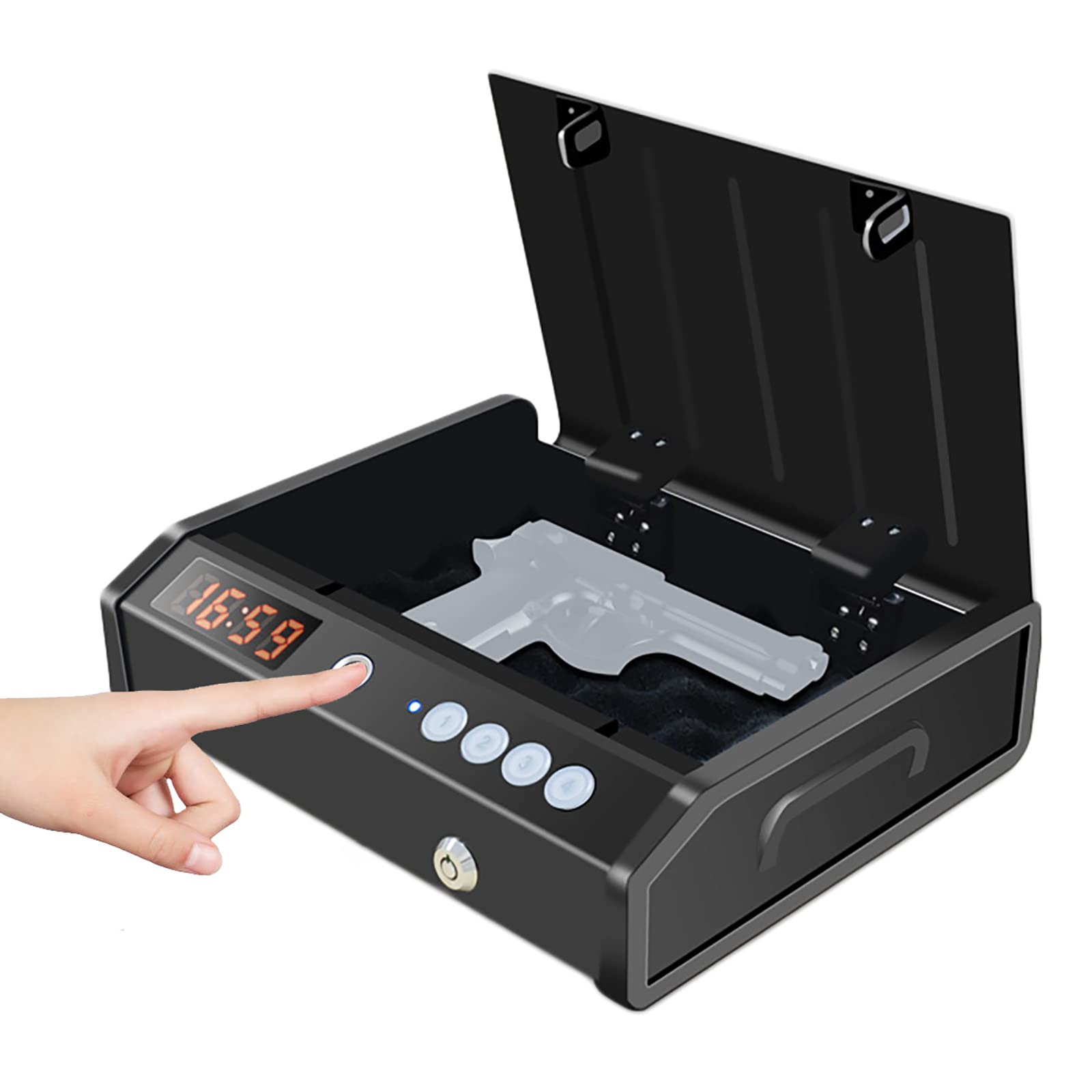 Buy CHGGE Fingerprint Code Pistol Box, 3-In-1 Code Lock, Small ...