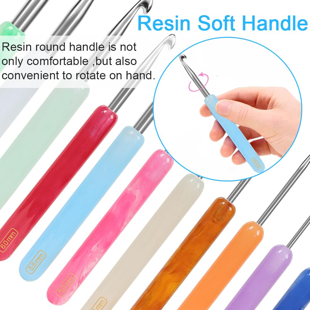 Snapklik.com : VQVYBXN Resin Crochet Hooks Set- 11 Size(2.0mm-8.0mm ...