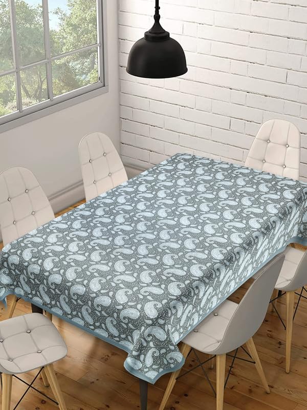 Buy INDHOME LIFE Cotton Rectangular Pack of 1 Grey Paisley 6 Seater ...