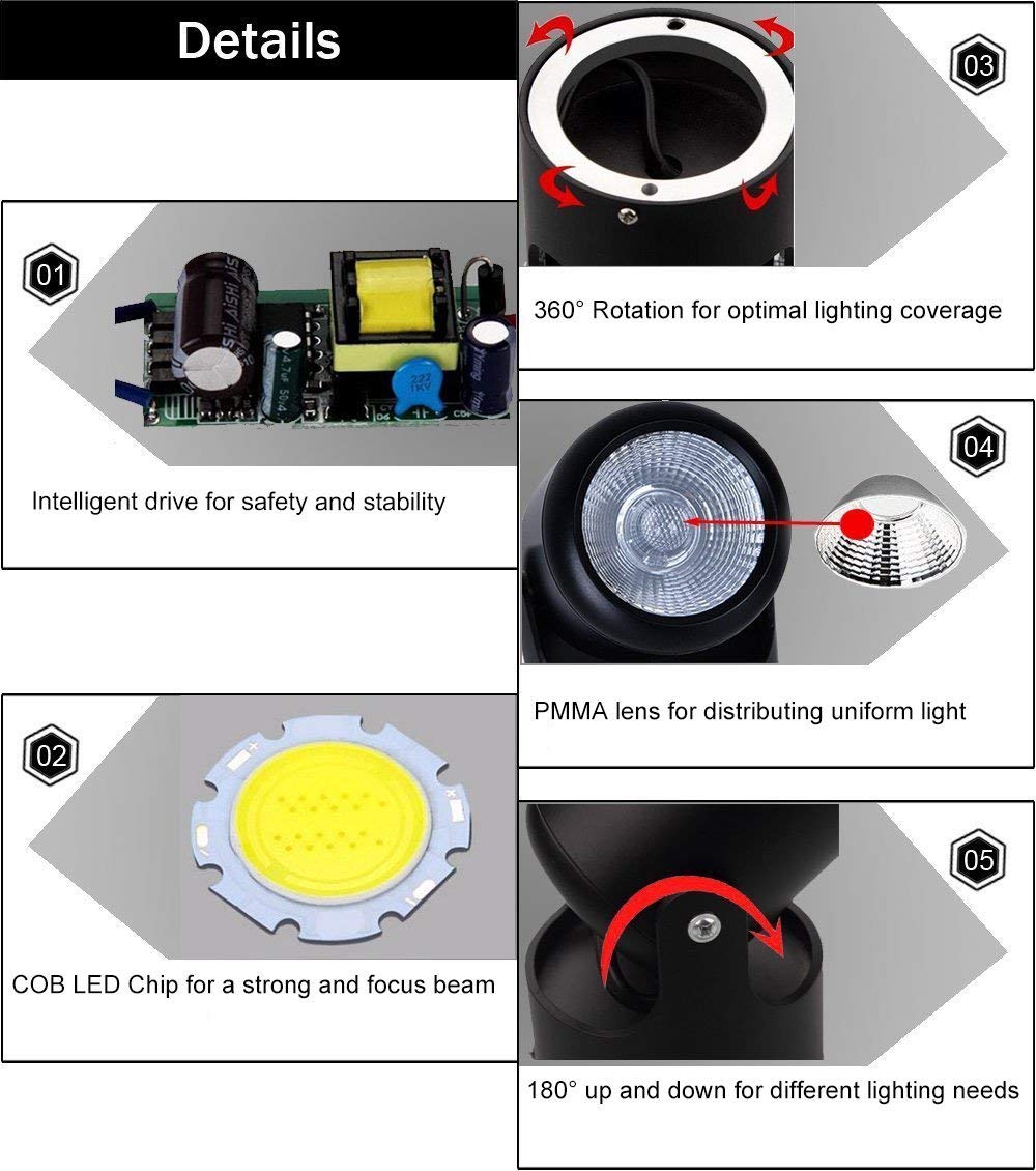 Aazon.co: ANYE High Accent Lap Uplight Downlight 9W LED Spotlight