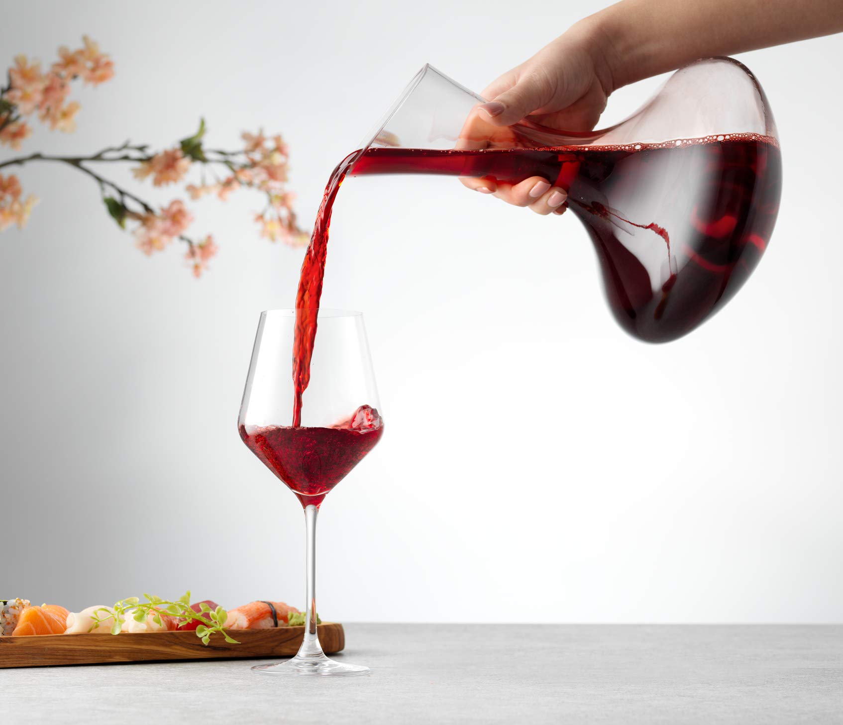 JoyJolt Lancia Wine Decanter Crystal Wine Aerator Handmade Base Glass ...