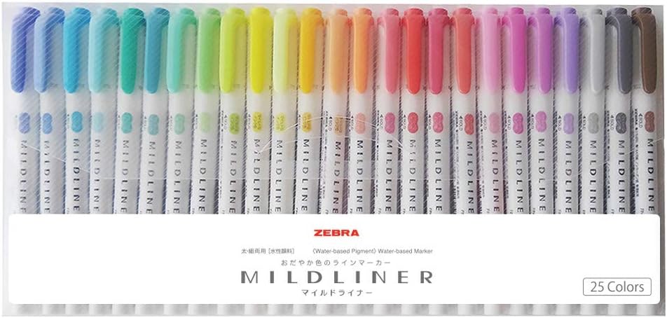 Amazon.com: Zebra Mildliner WKT7-25C Highlighter, Set of 25 Colors ...