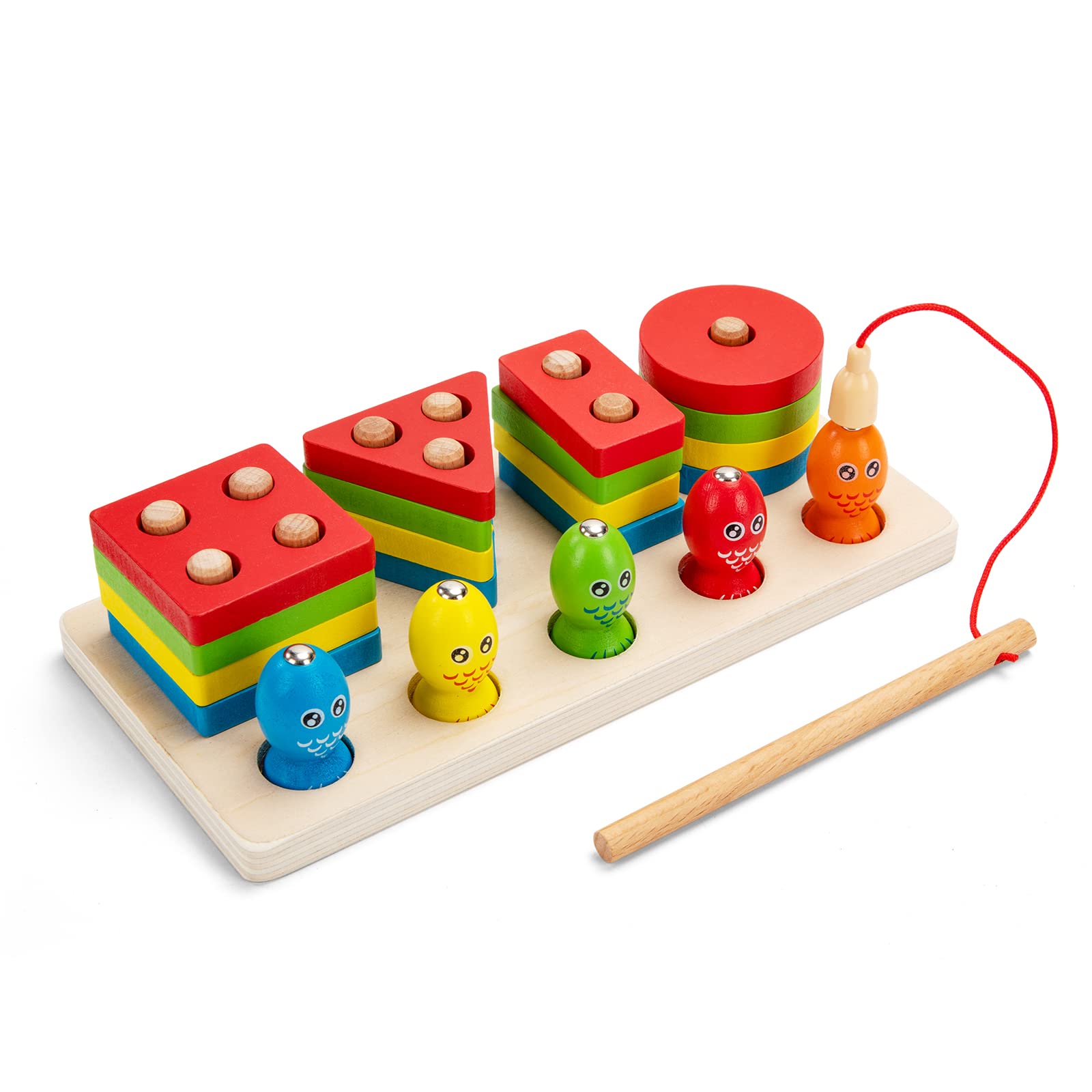 Wooden Sorting & Stacking Toys, Shape Color Recognition Puzzle Blocks ...