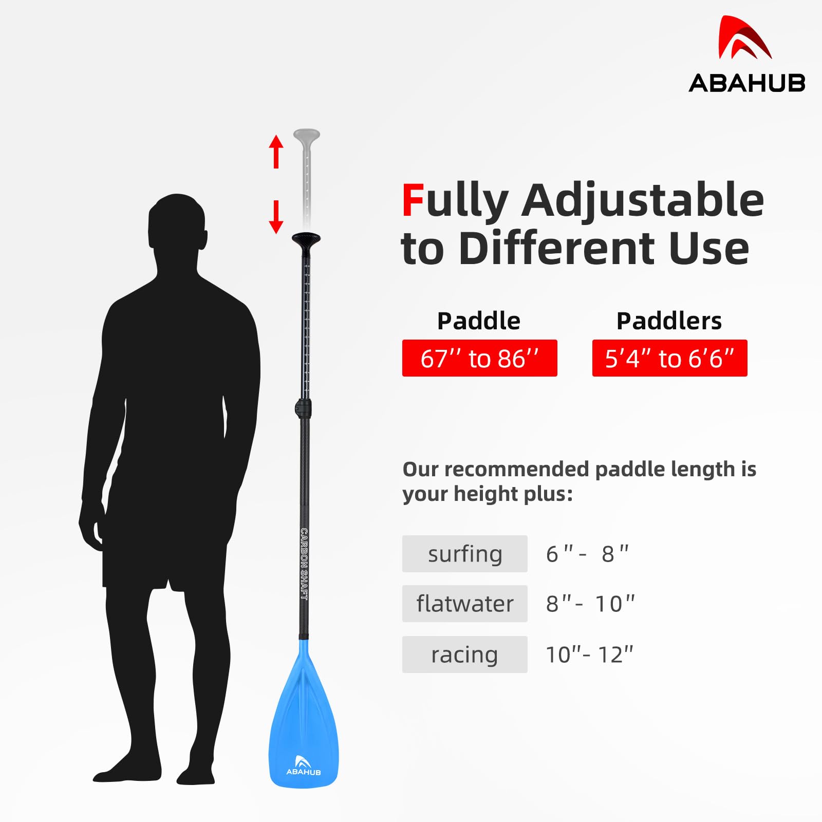 Snapklik.com : 1 X 3 Section Carbon Fiber SUP Paddle, Adjustable 67-86 ...