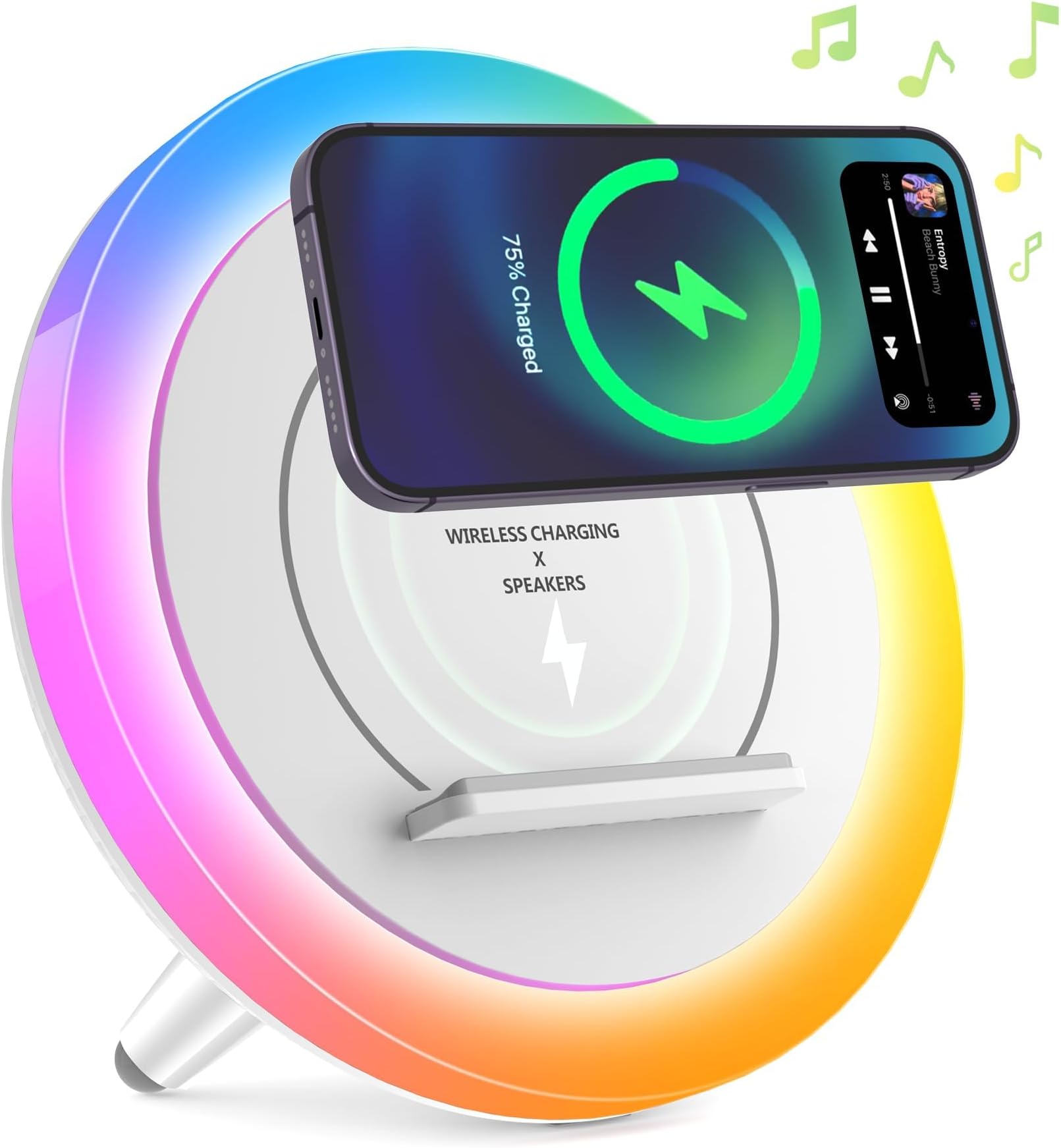 Homimor LED Wireless Charger Night Light Lamp, Bluetooth Speaker Alarm ...