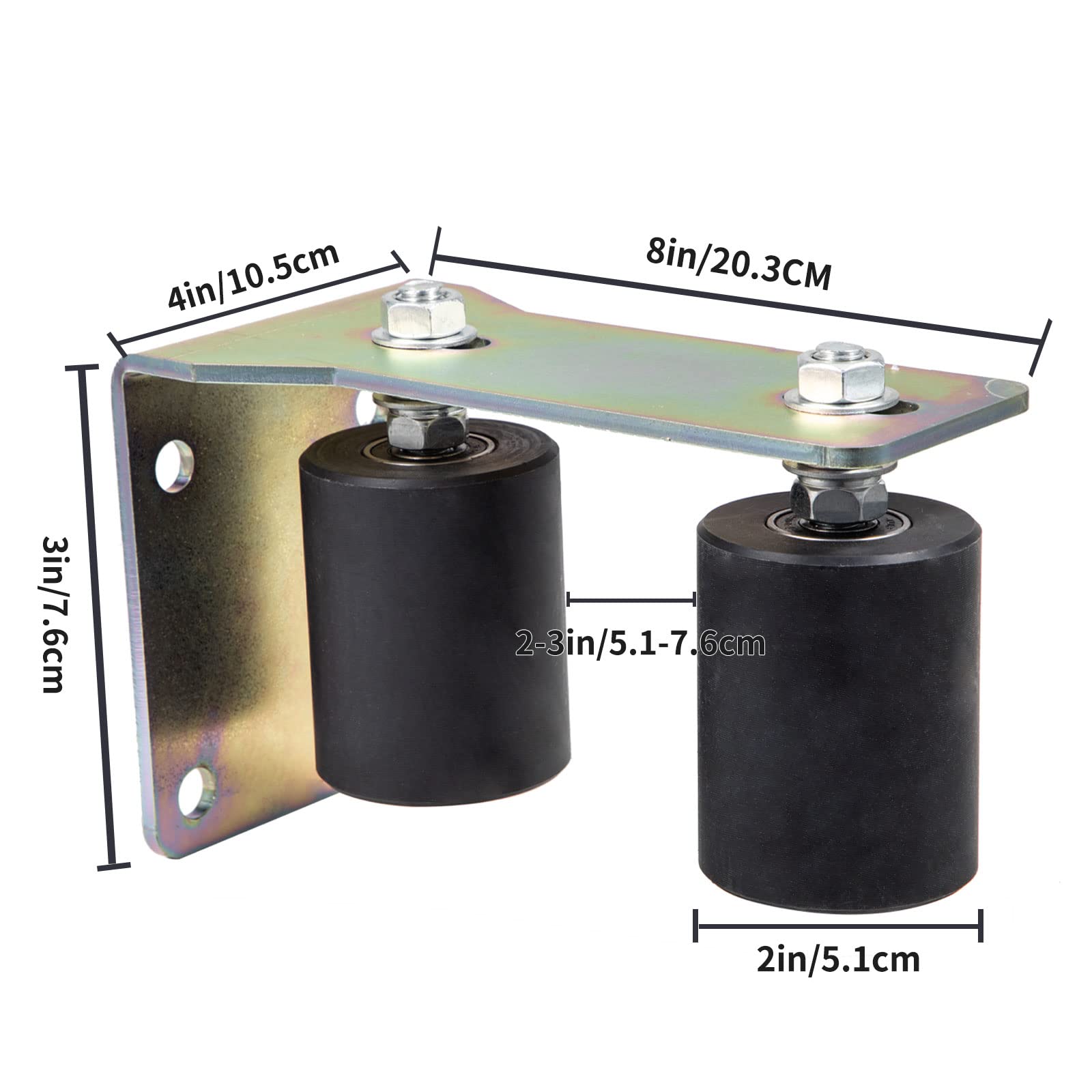 Gate Guide Roller Assembly Slide Gate Guide Post Rollers 3" L Rear