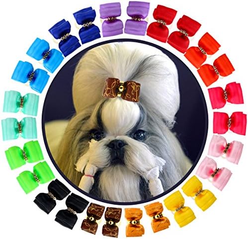 Amazon.com : YOY 24 pcs/12 Pairs Adorable Grosgrain Ribbon Pet Dog Hair ...