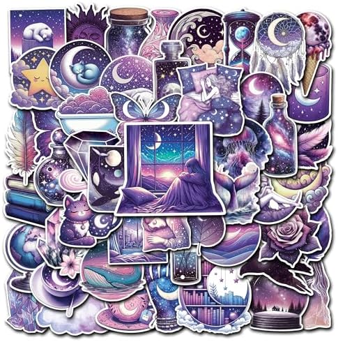 Amazon.com: WESILY Pack 50 PCS Midnight Magic Moon Stickers Cool Funny ...