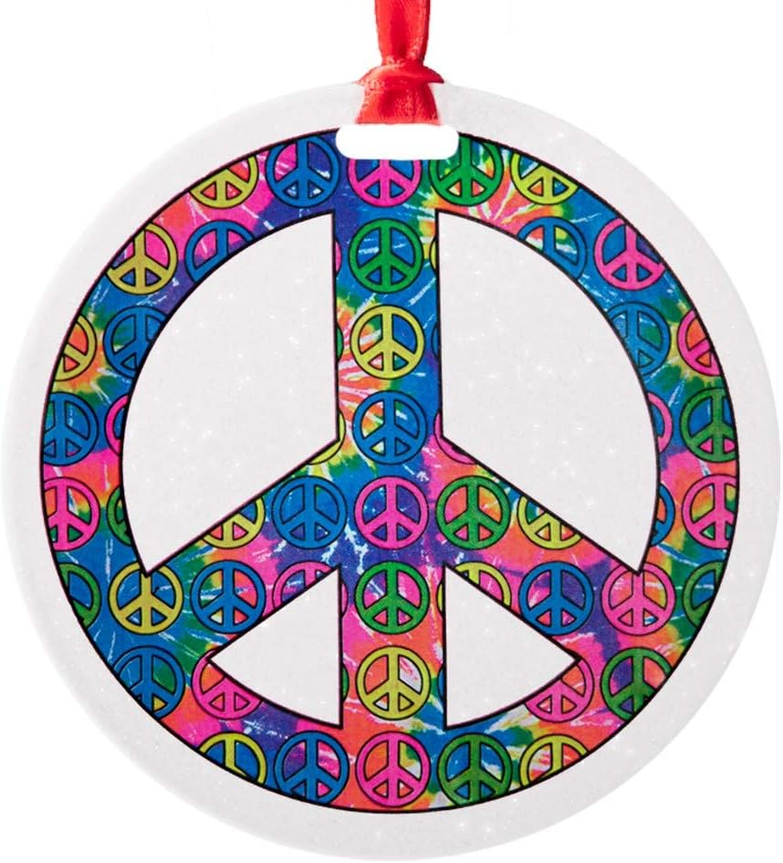 Amazon.com: Round Ornament Peace Symbols Inside Tye Dye Symbol : Home ...