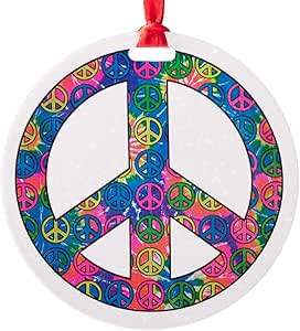 Amazon.com: Round Ornament Peace Symbols Inside Tye Dye Symbol : Home ...