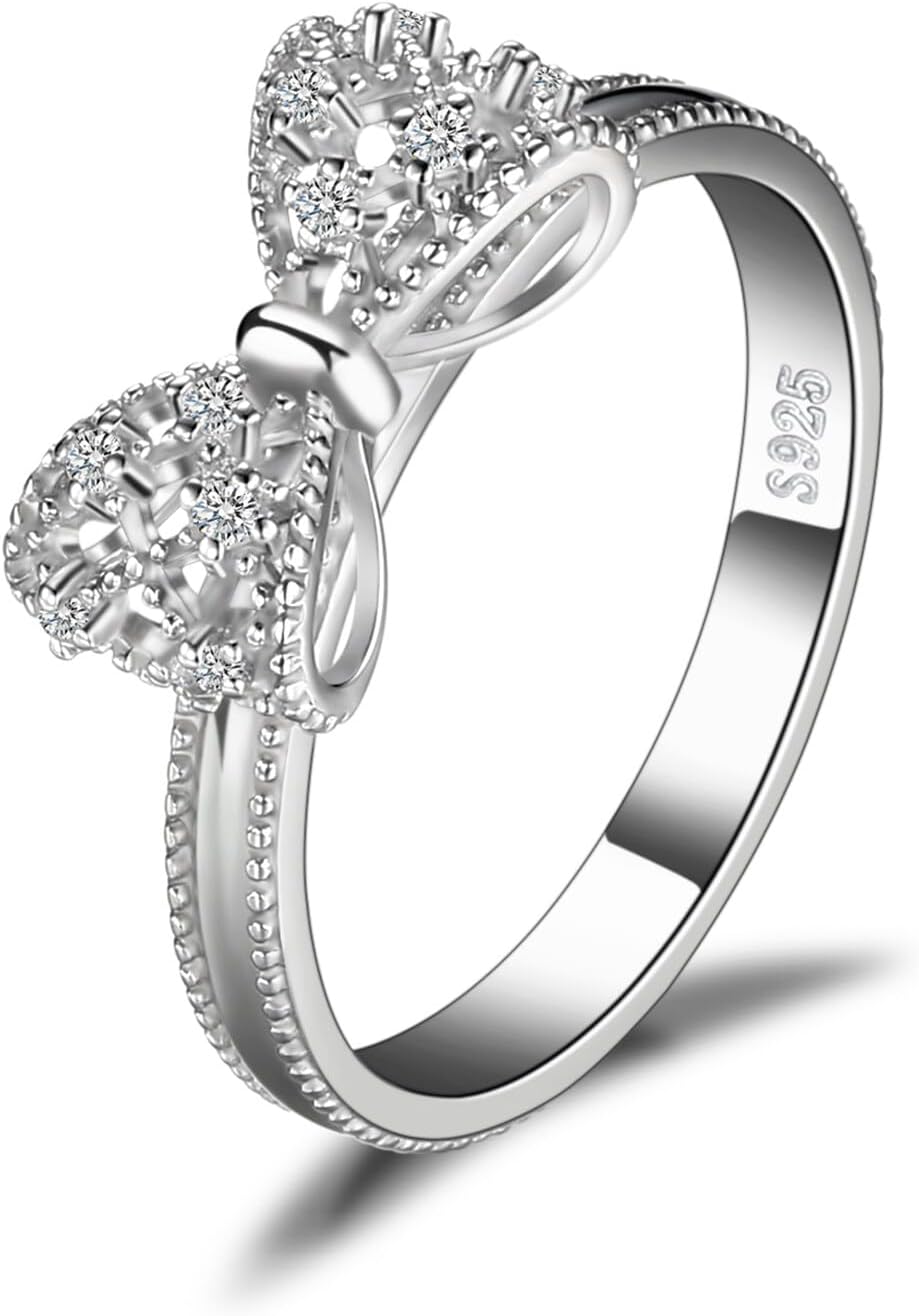 Amazon.com: 925 Sterling Silver Shiny Full Diamond Gemstone Ring 18K ...