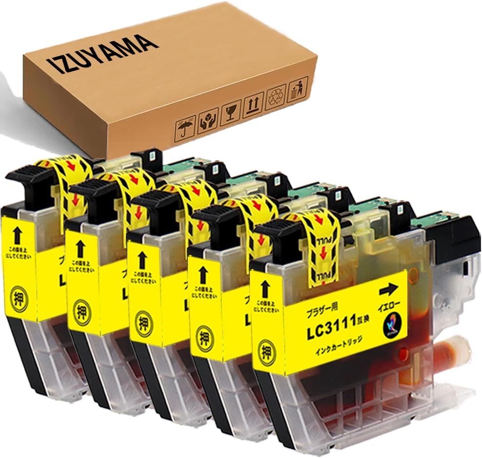Amazon.co.jp: ブラザー(Brother)用 LC3111 LC3111Y 互換インクカートリッジ【LC3111Y イエロー 5本セット】増量 純正品と併用可能『最新ICチップ搭載 ...
