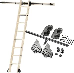 Amazon.co.jp: Rolling Library Ladder Hardware Track Kit Hanging Rail ...