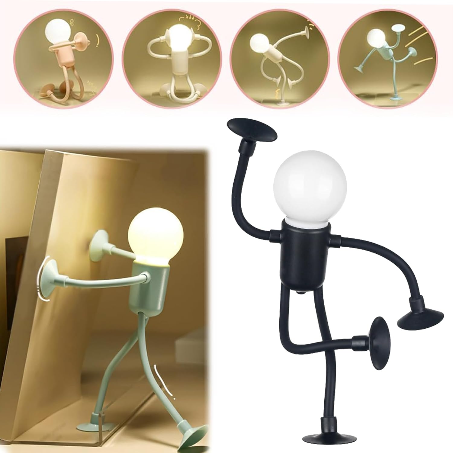 cetzork Changeable Shape Funny Sportsman Night Light, 2026 DIY Mini Light Bulb Man, Bendable ...
