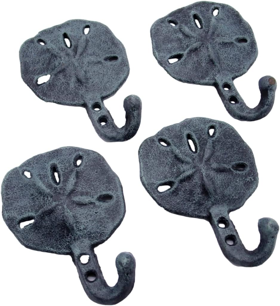 Amazon.com: Cast Iron Sand Dollar Wall Hooks - Green Verdigris Finish ...