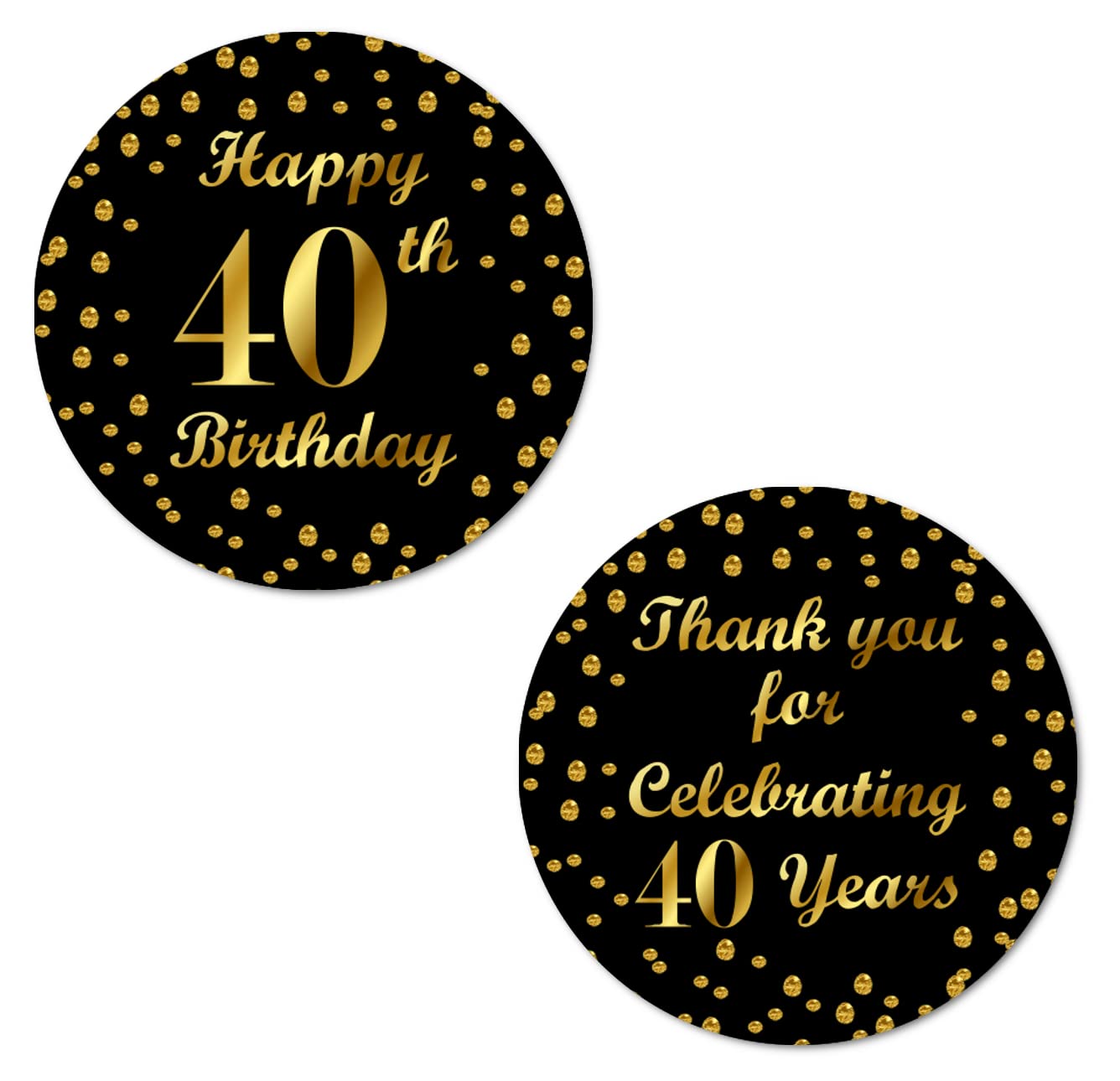 Amazon.com: 40th Birthday Round 2 Inch Big Glossy Stickers, Thank You ...