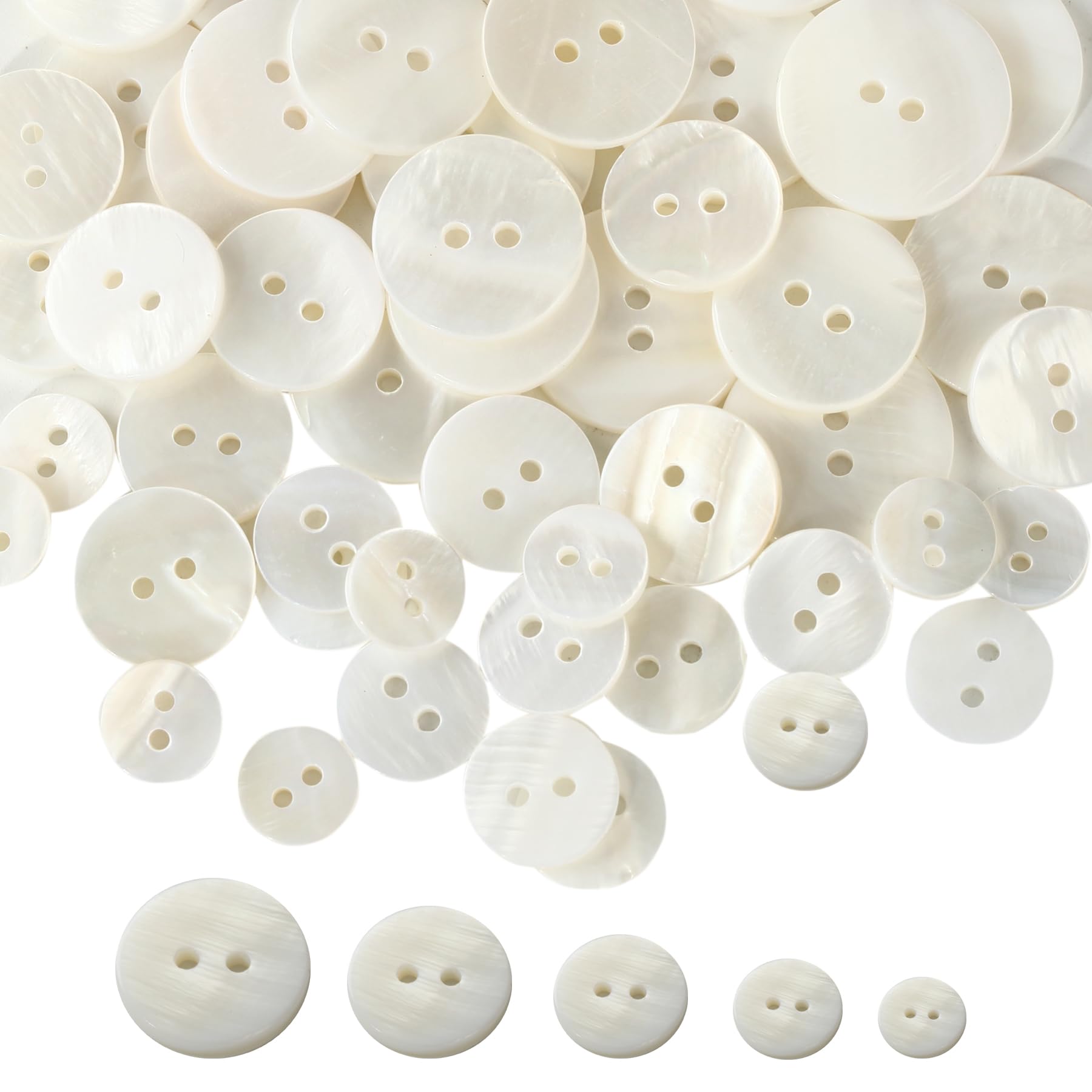 Amazon.com: HLTOO 50PCS Pearl Buttons, Pearl Shell Bulk Sewing Buttons ...