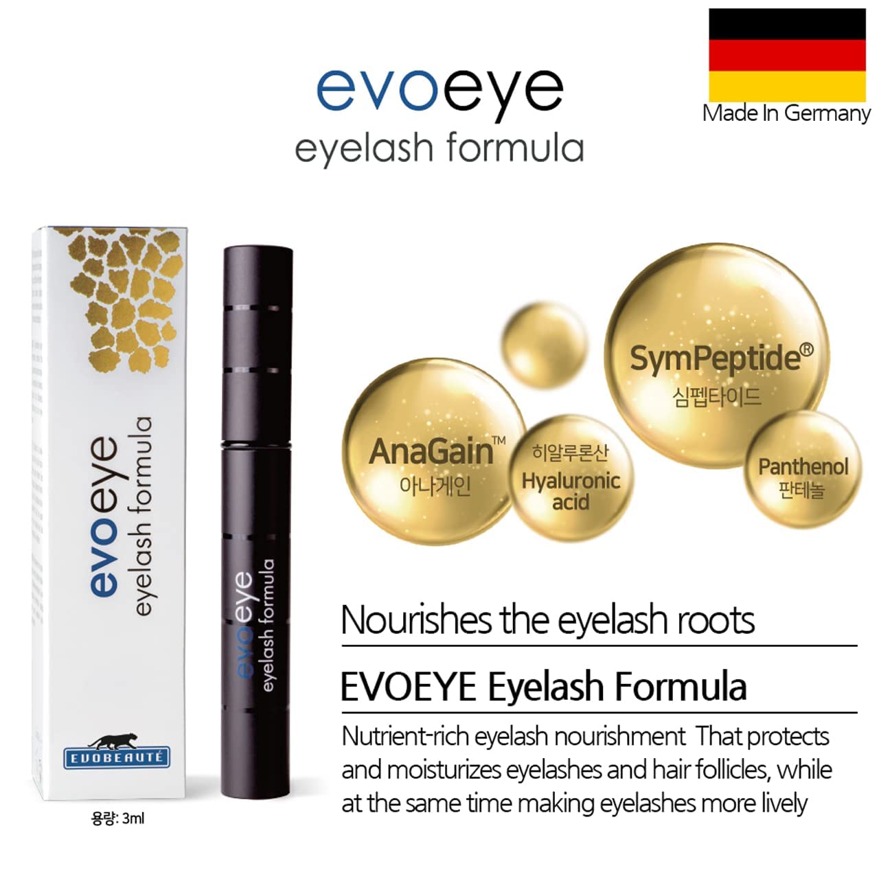 EVOBEAUTE EVOEYE Eyelash Formula 3ml 0.1fl oz Suplemen...B09Q85JMNV ...