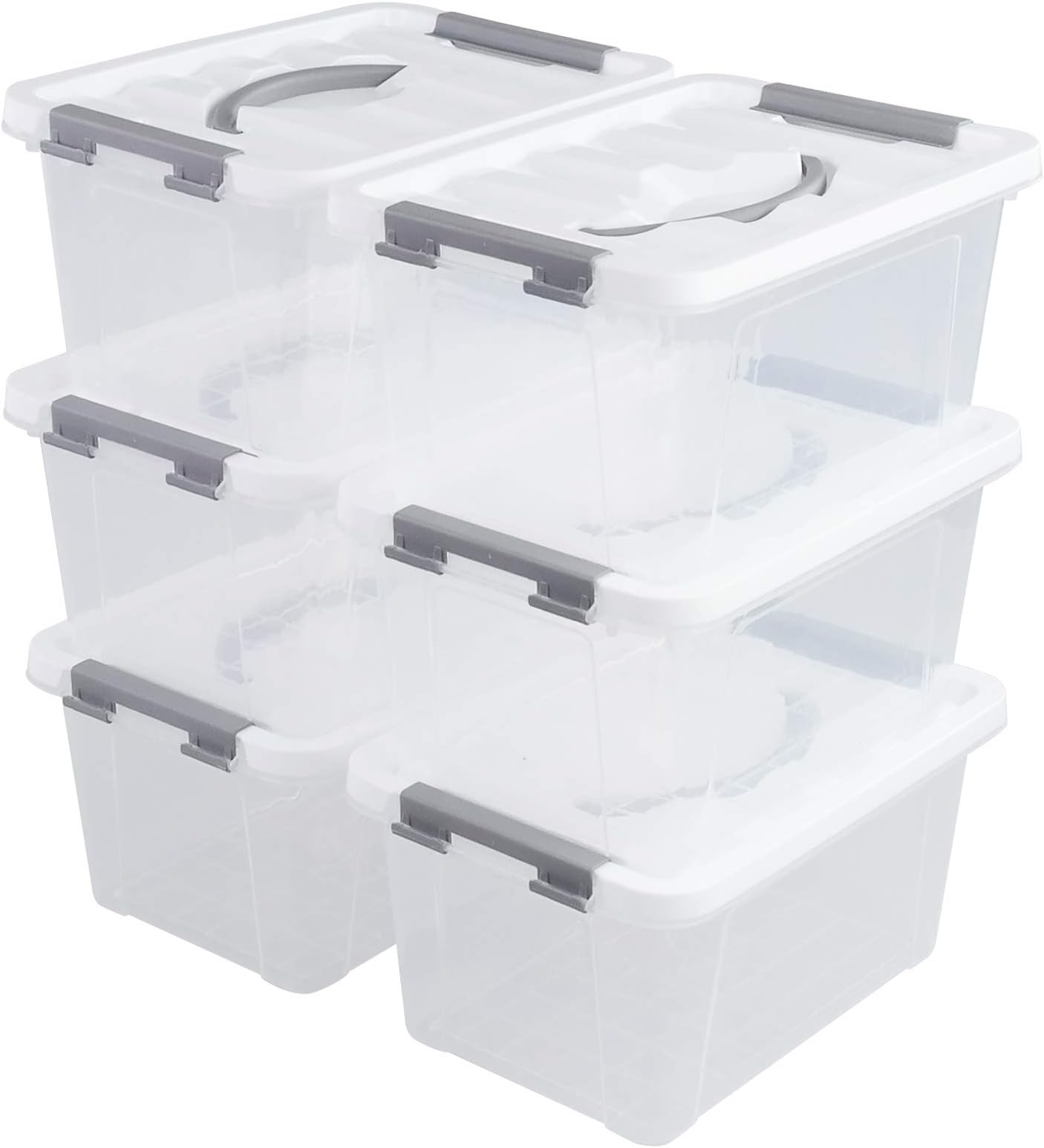 Farmoon 5L Plastic Storage Boxes, Small Latching Box with Handle, 6 ...