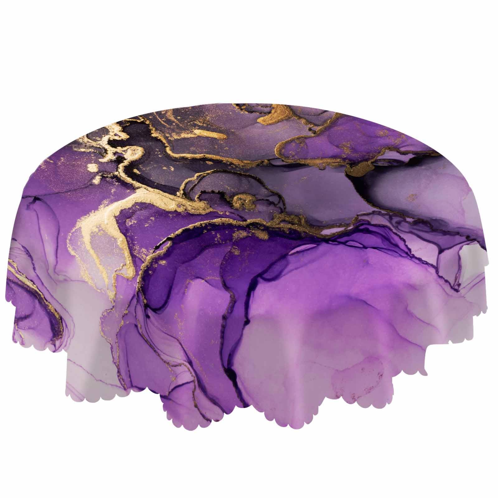 Amazon.com: AOYEGO Purple Ink Gold Powder Round Tablecloth 60 Inch ...