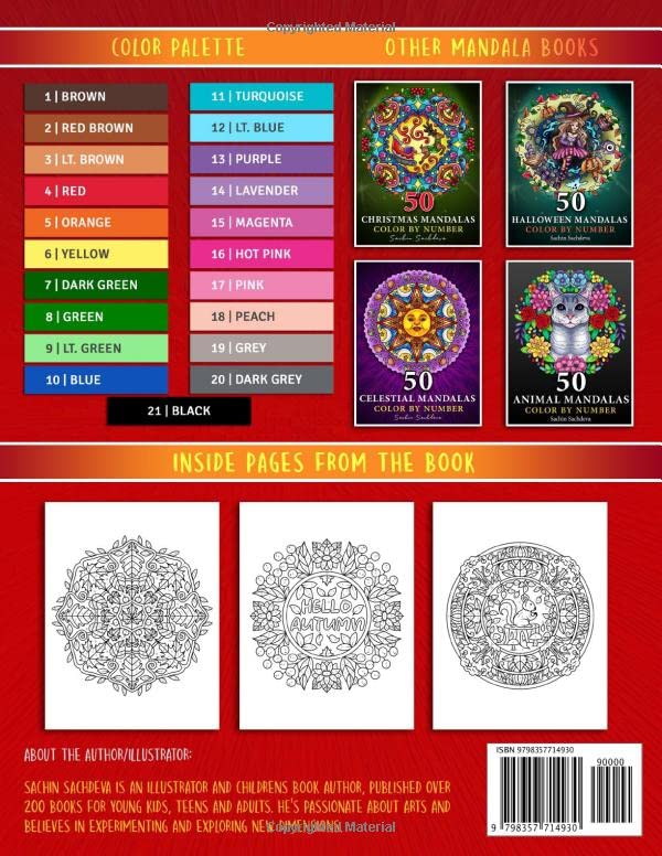 Snapklik.com : 50 Autumn Mandalas: Color By Number Coloring Book For ...