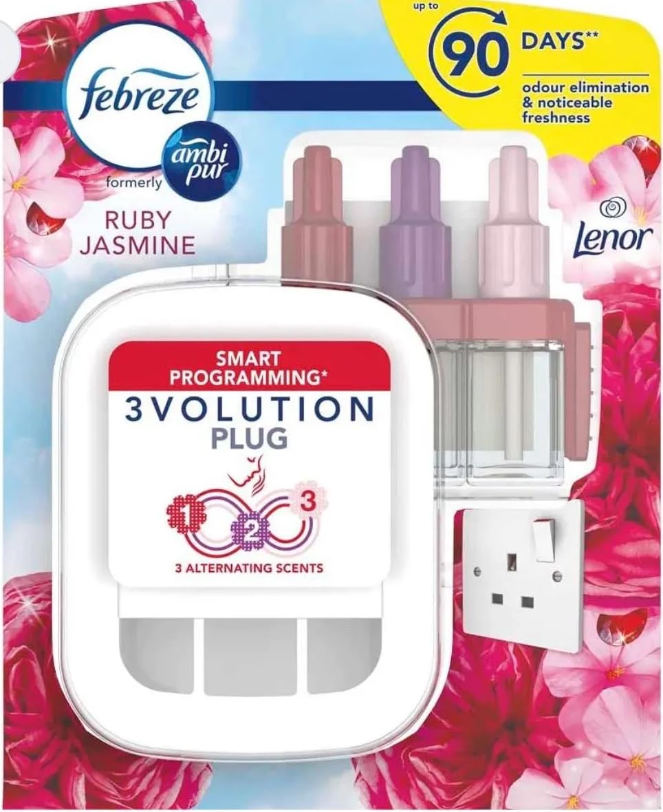 Febreze 3Volution Plugin Starter Unit/Kit & 20ml Refill - Ruby Jasmine ...