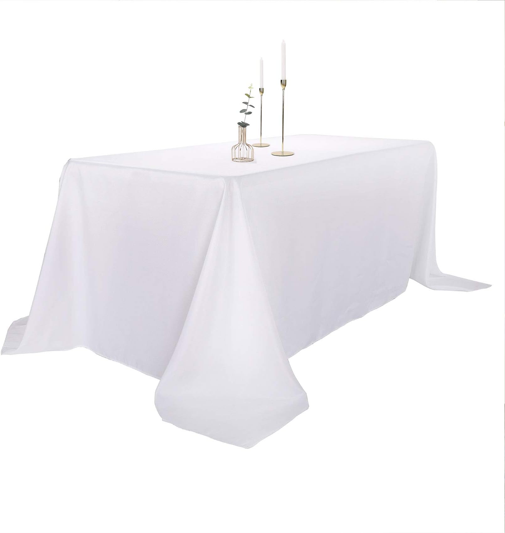 Amazon.com: TURSTIN 1 Pack White Satin Tablecloth 102 x 58 Inch Overlay ...