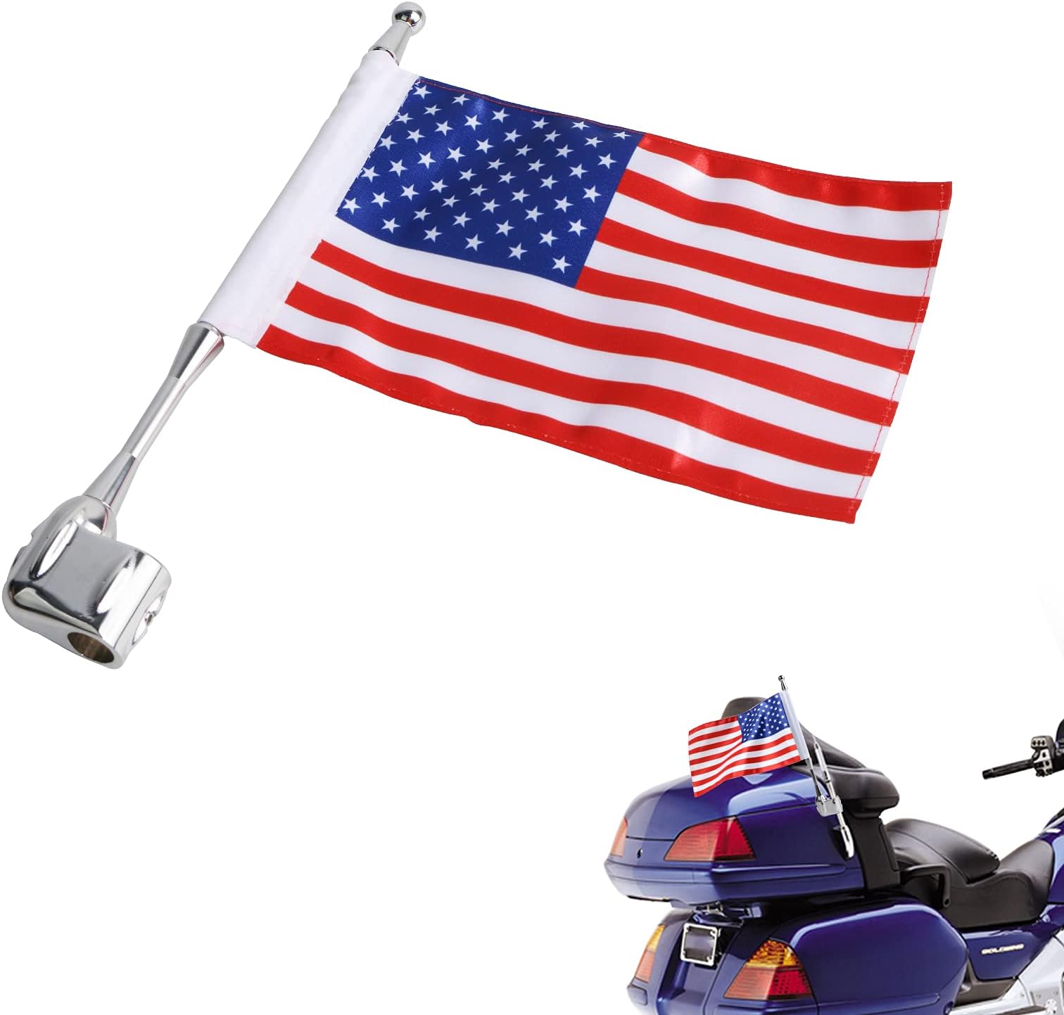 Amazon.com : Motorcycle Flagpole Mount and American Flag - 6" x 9 ...