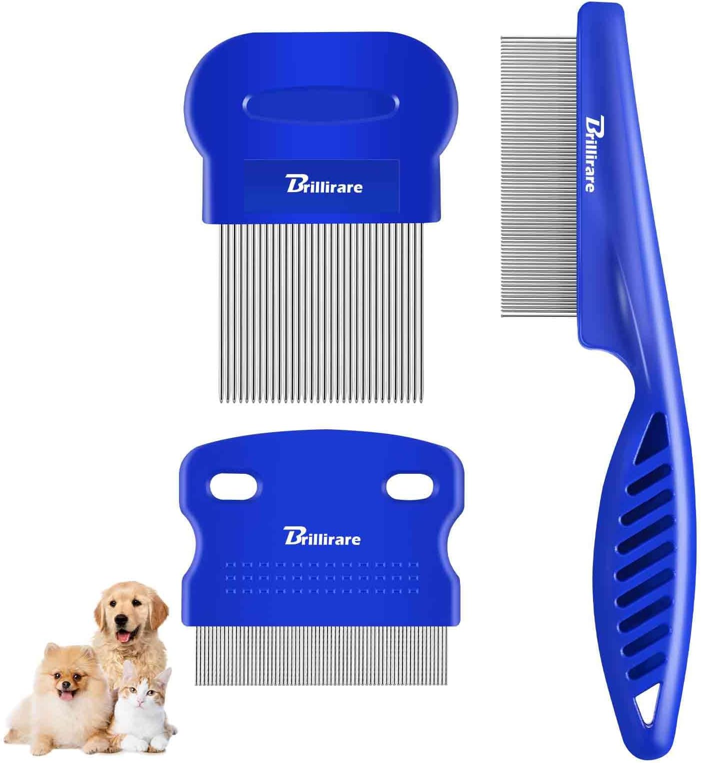 Amazon.com: BRILLIRARE 3 Pack Dog Grooming Comb, Flea Lice Pet Combs ...