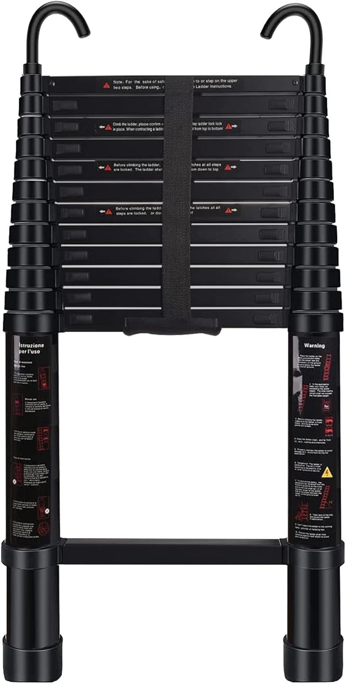ARCHOM Telescoping Ladder 15 FT - Aluminum Telescopic Ladder with Hooks ...