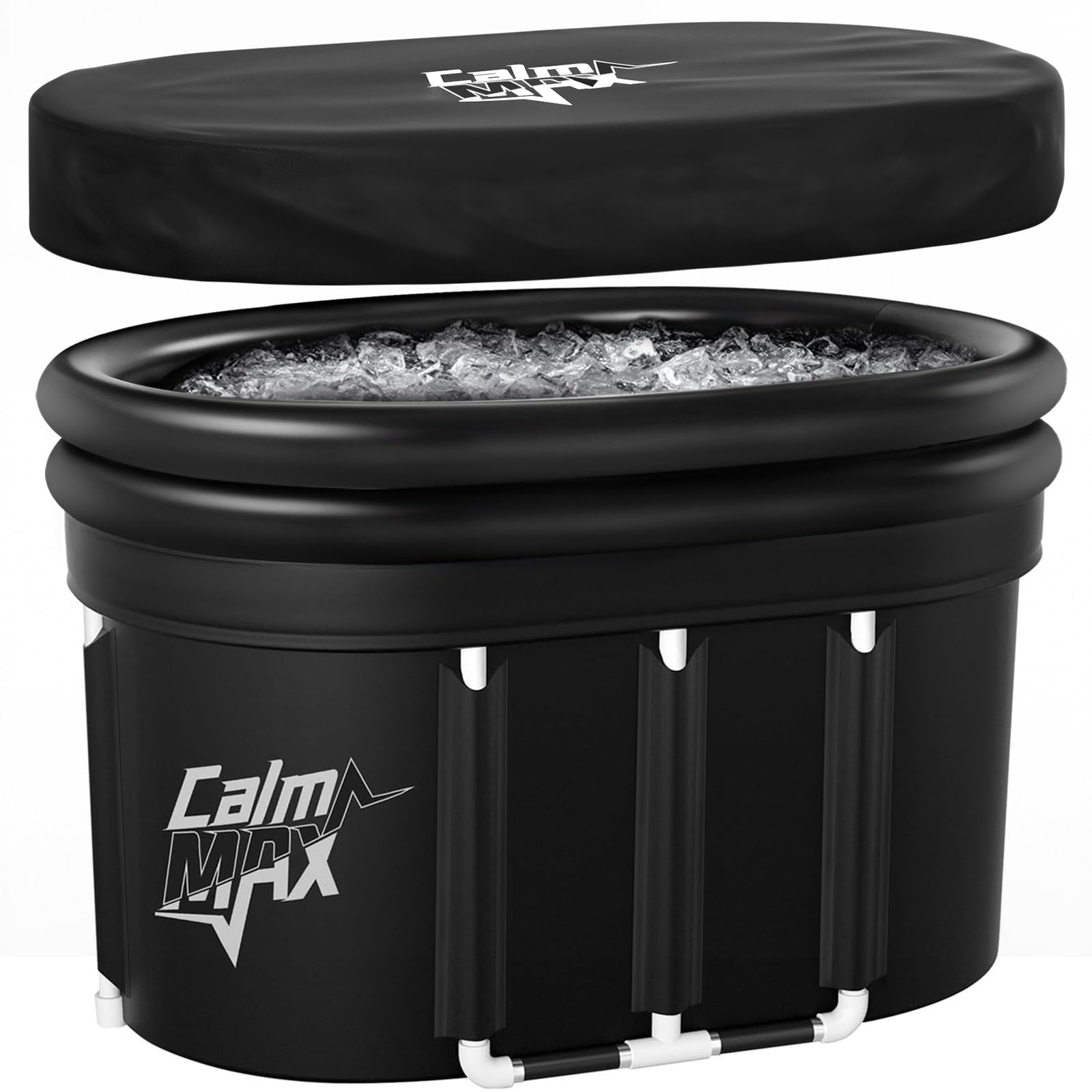 CalmMax Oval Ice Bath Tub with Double Inflatable Neck Rest Ring ...
