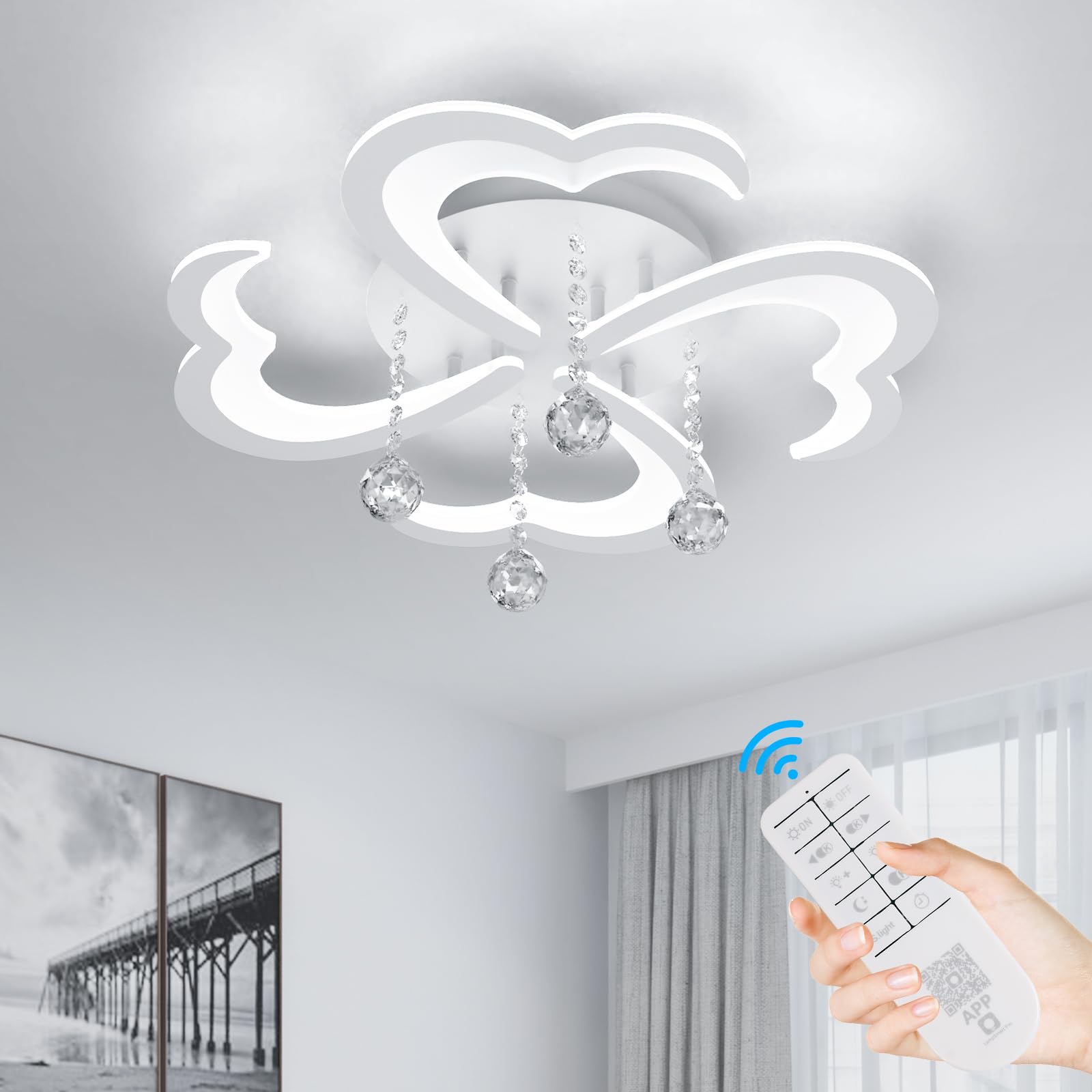 Goeco Modern LED Ceiling Light, 4-Head Flower Ceiling Light Fixture ...