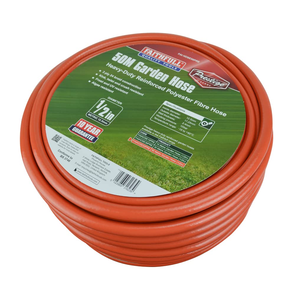 Faithfull FAIHOSE50PRE 50M (164 ft) Prestige Heavy-Duty Reinforced PVC ...
