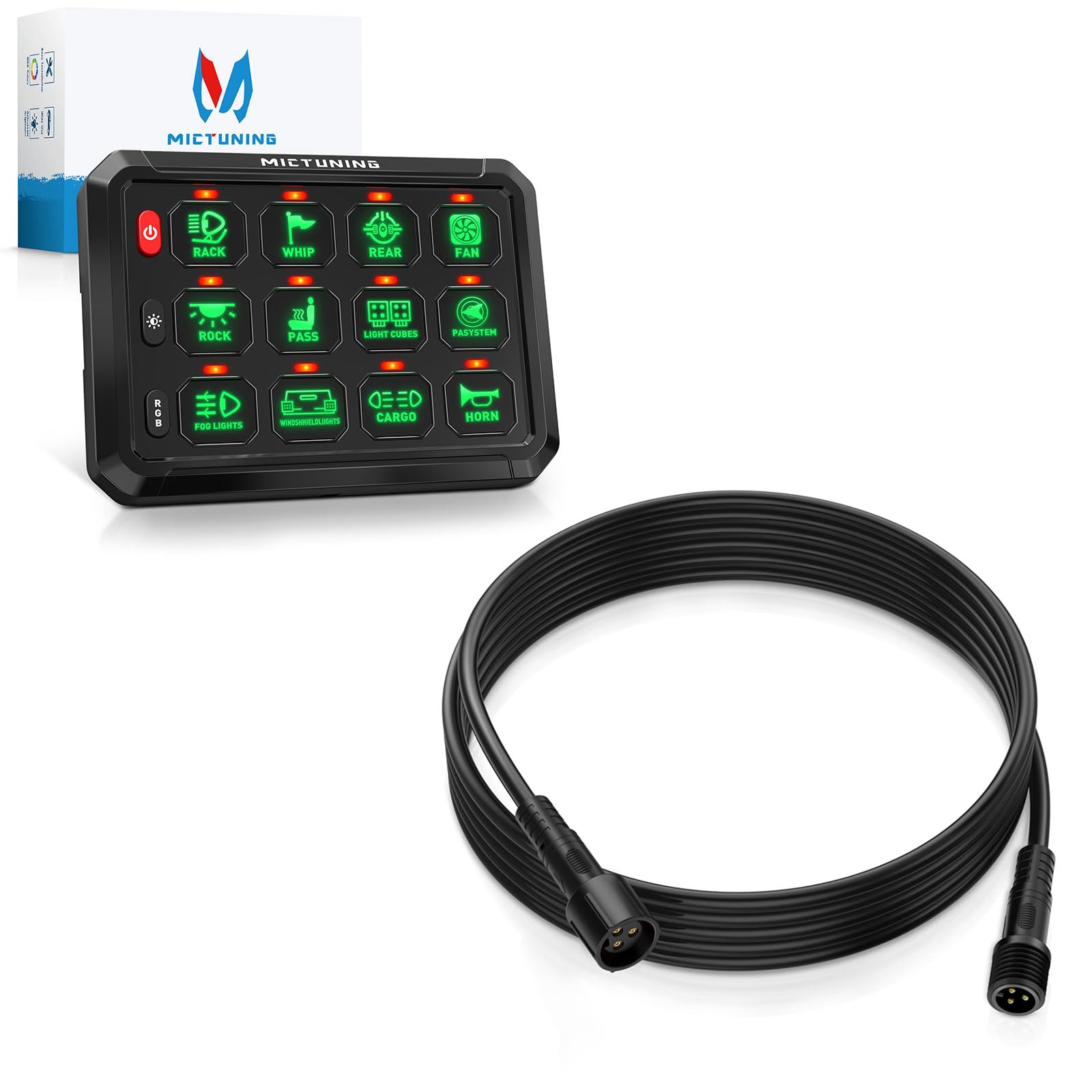 Amazon.com: MICTUNING RGB 12 Gang Switch Panel with 6.56FT 3Pin ...