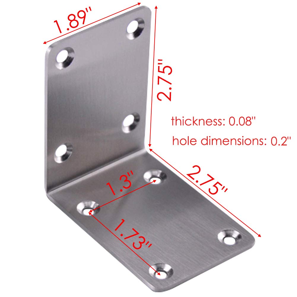 Snapklik.com : Stainless Steel Corner Brace Heavy Duty Angle Bracket 90 ...