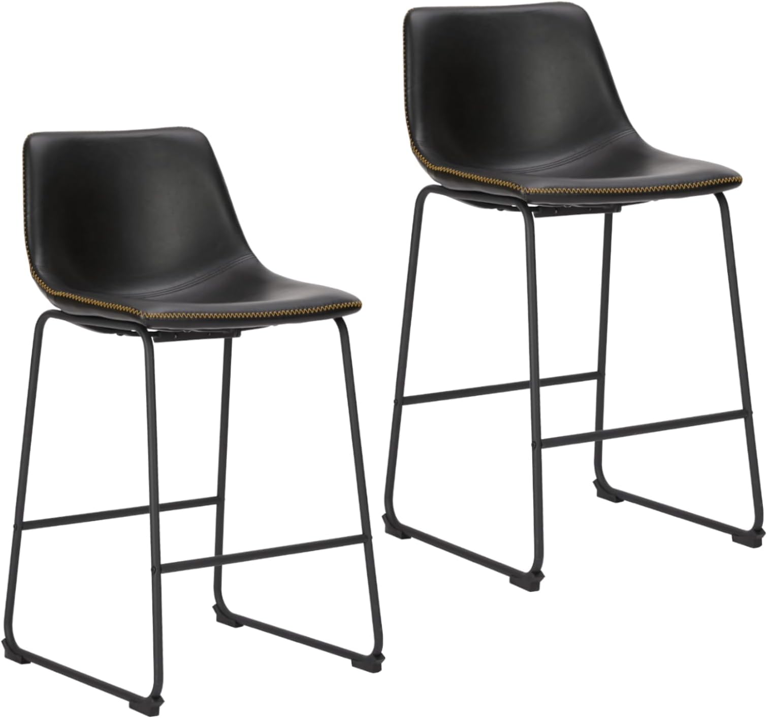 Amazon.com : NEWBULIG Counter Height Barstools with Leather Back, Matel ...
