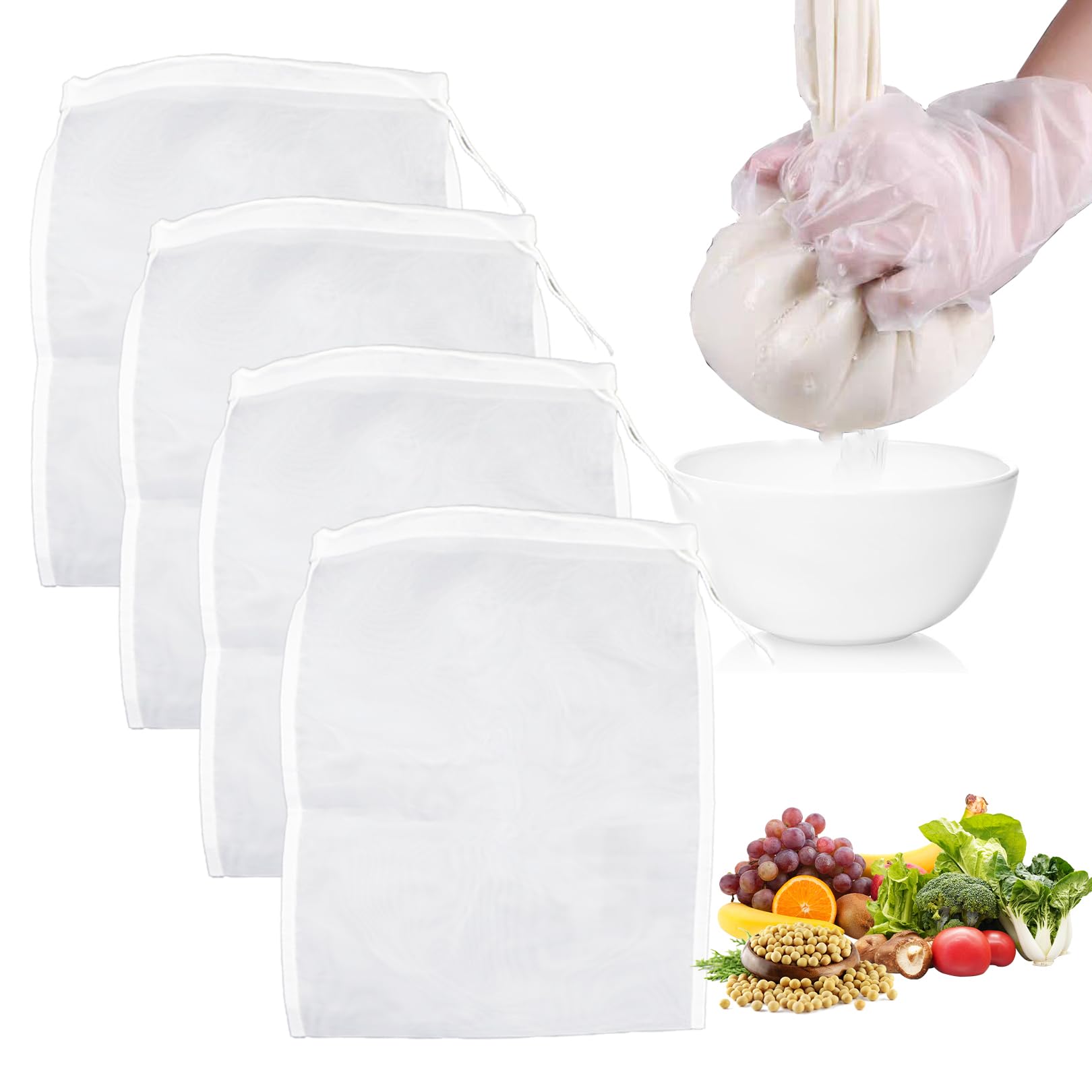 4Pcs Cheese Cloths for Straining, Muslin Cloths for Cooking Reusable ...