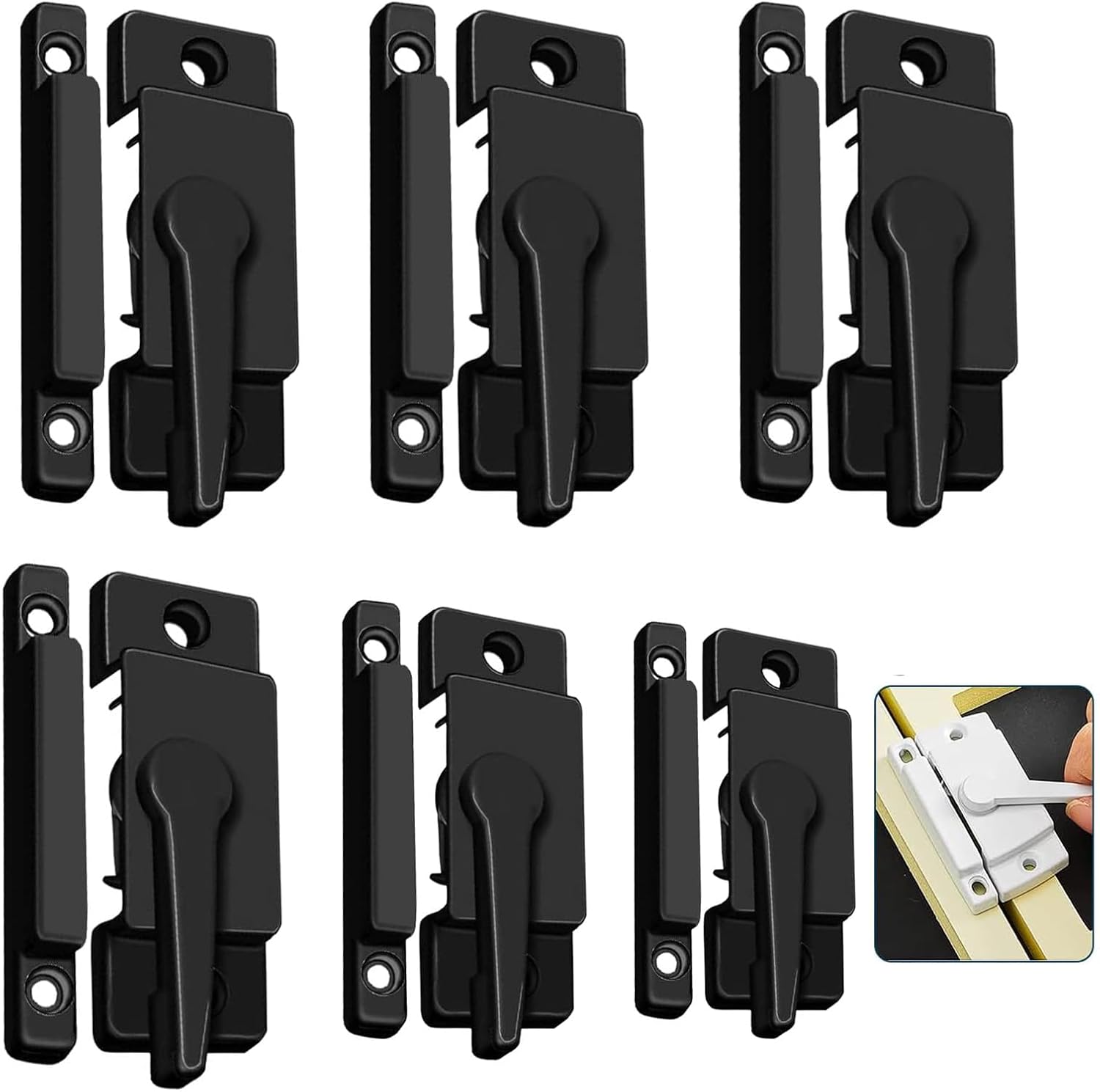 Cokritsm Window Sash Locks Black 6 Pack Sliding Window Locks Security ...
