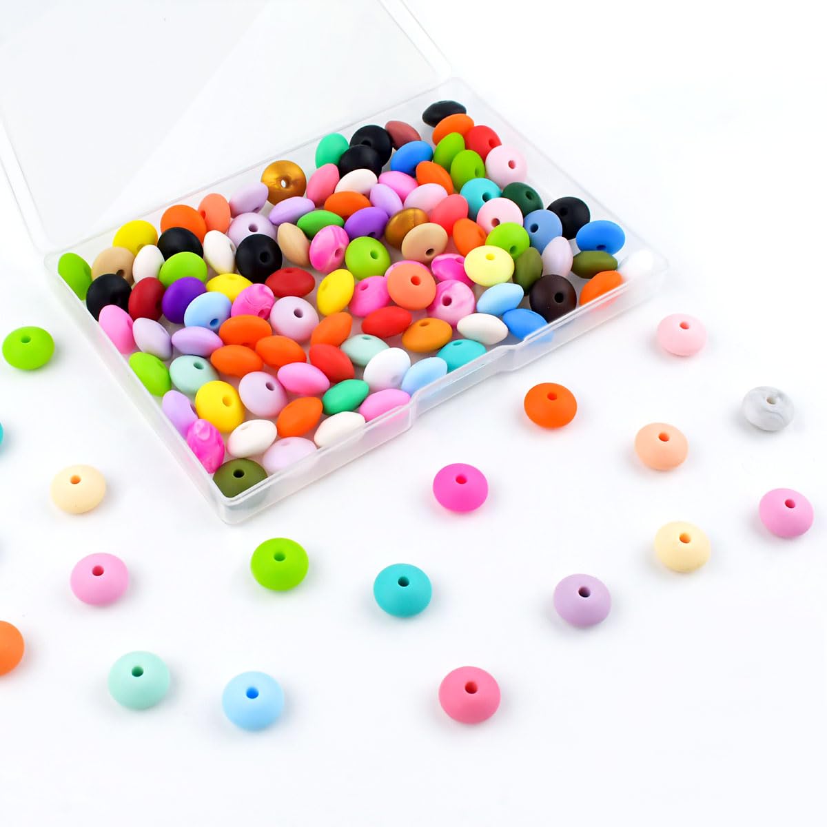 Amazon.com: 100 Pcs Silicone Lentil Beads 12mm Silicone Abacus Beads ...