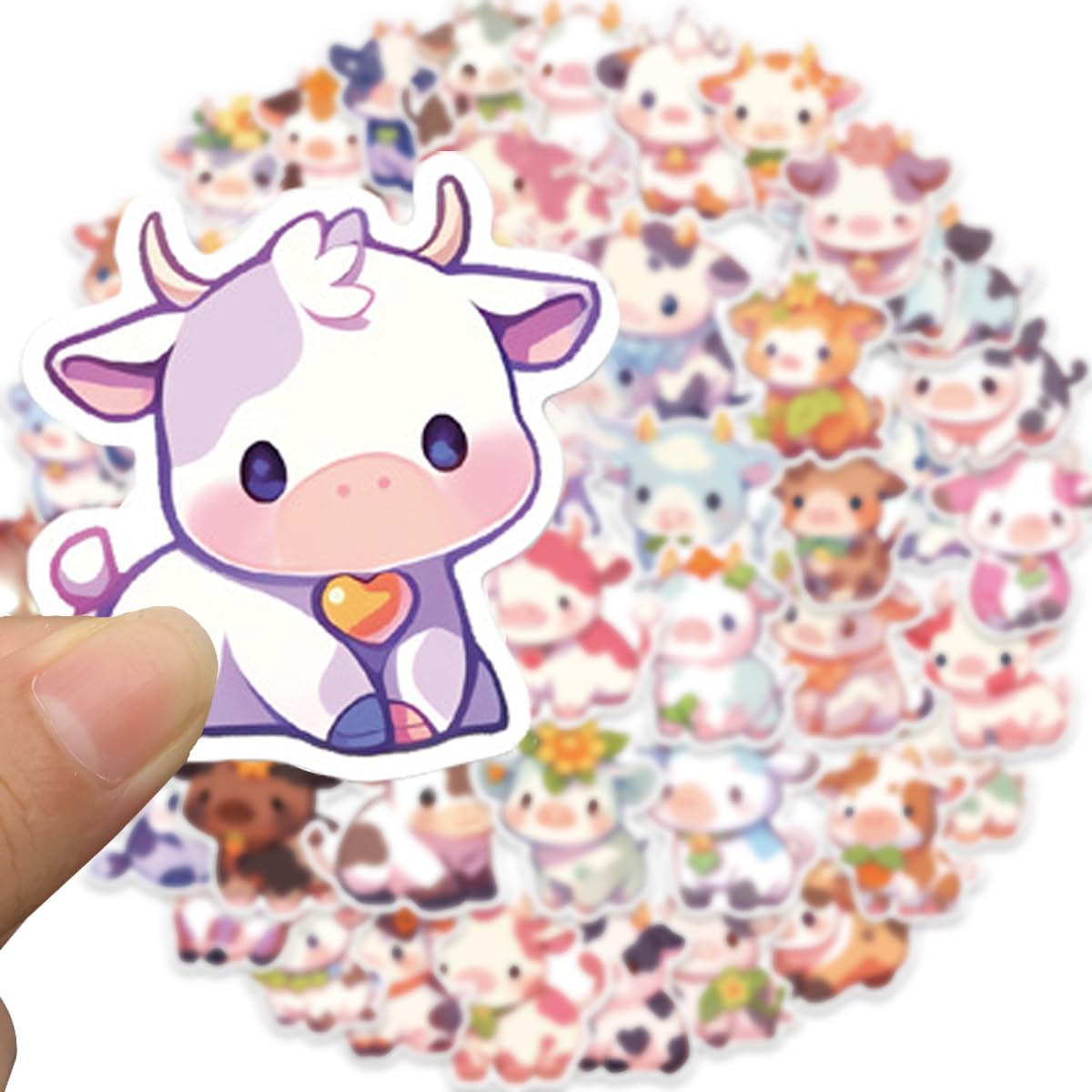 Amazon.com: 150Pcs Cute Rainbow Cow Stickers, Waterproof Vinyl Decals ...
