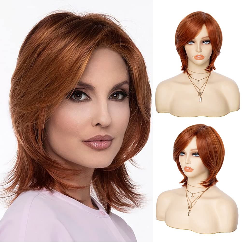 Amazon.com : Airimori Auburn Wig Layered Straight Wig for White Women ...