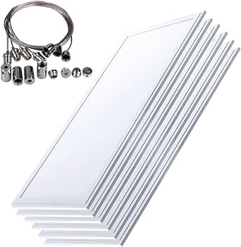 Europalamp - DL6060-03-cable - 6 Dalles LED 600x600 40W PMMA blanc froid 6000k + 6 Kits Câbles ...