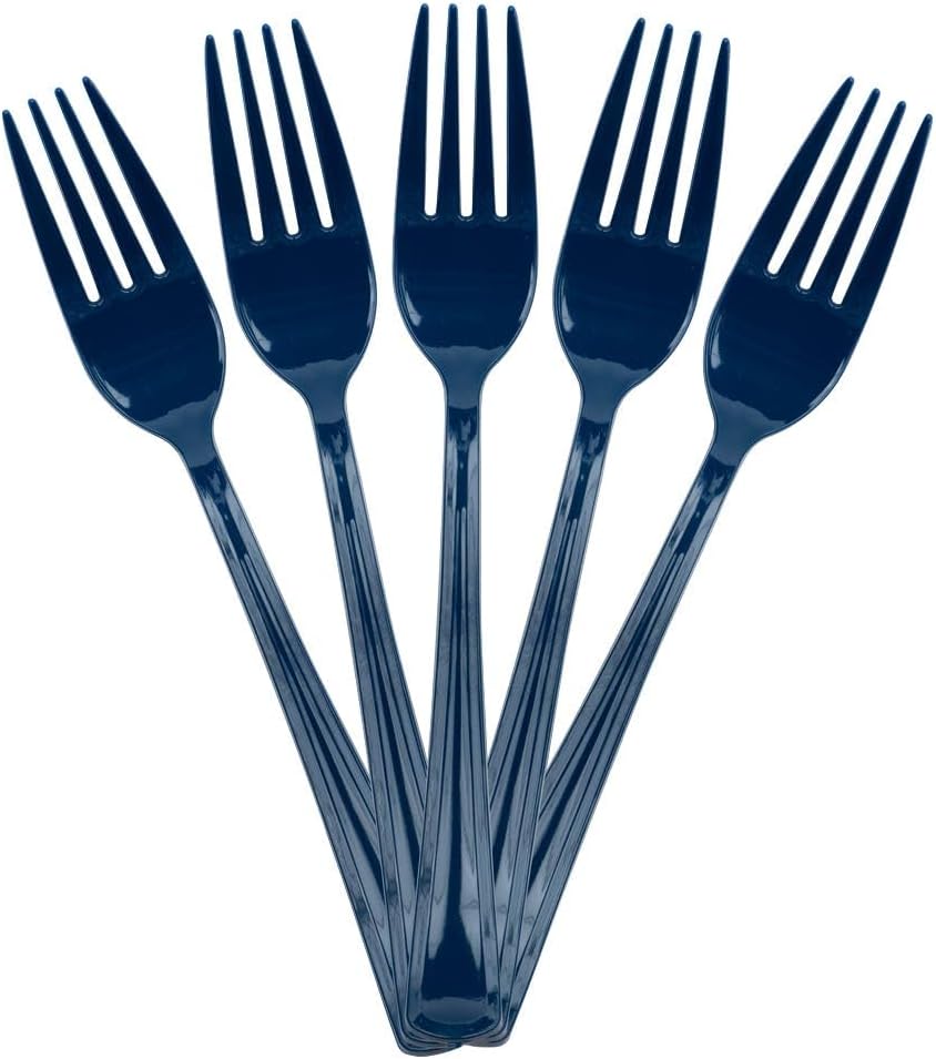 Amazon.com: Disposable Navy Plastic Forks 50 Pcs - Heavy Duty Navy ...