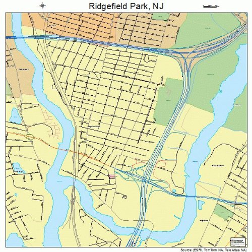 Large Street & Road Map of Ridgefield Park, New Jersey NJ - Printed ...